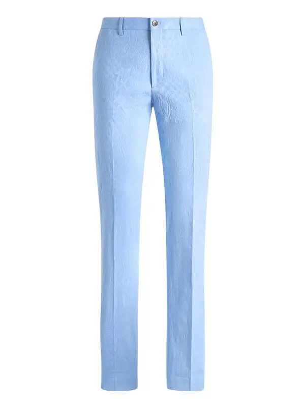 Etro Tonal Paisley Stretch Cotton Pants - Azzurro