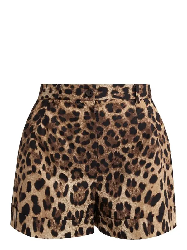 Dolce & Gabbana Leopard-print Double Crêpe Shorts - Leo New
