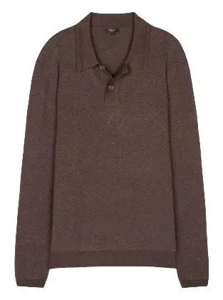 Rails Herrington Melange Herringbone Polo Sweater - Brown Herr