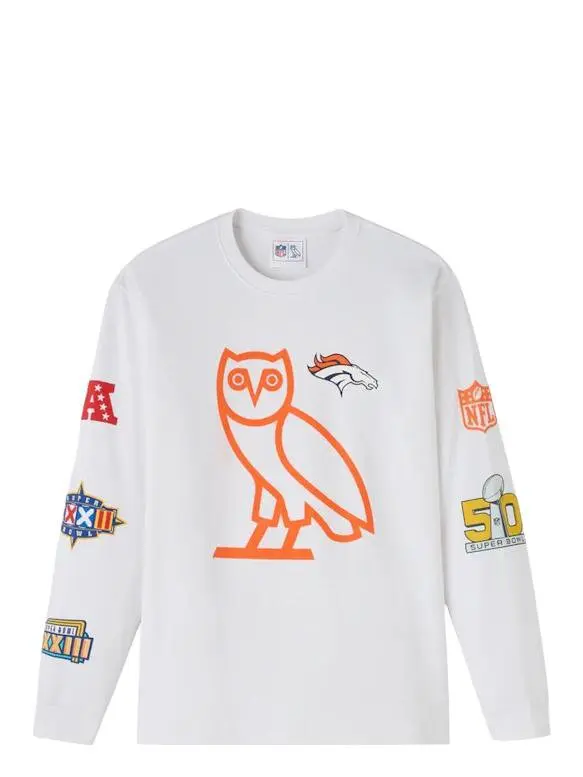 OVO X Nfl Denver Broncos Long Sleeve T-shirt - White
