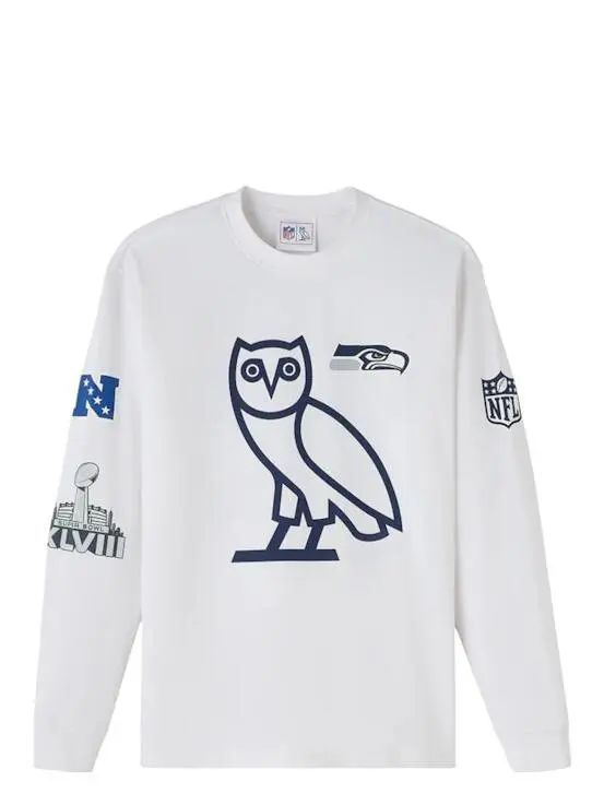 OVO X Nfl Seattle Seahawks Long Sleeve T-shirt - White