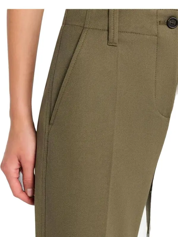 Brunello Cucinelli Linen-blend Twill Kickflare Cigarette Pants - Tea Leaf