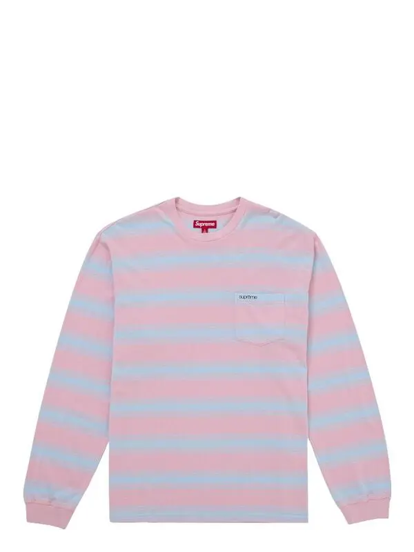 Supreme Stripe Pocket Long Sleeve Top - Pink