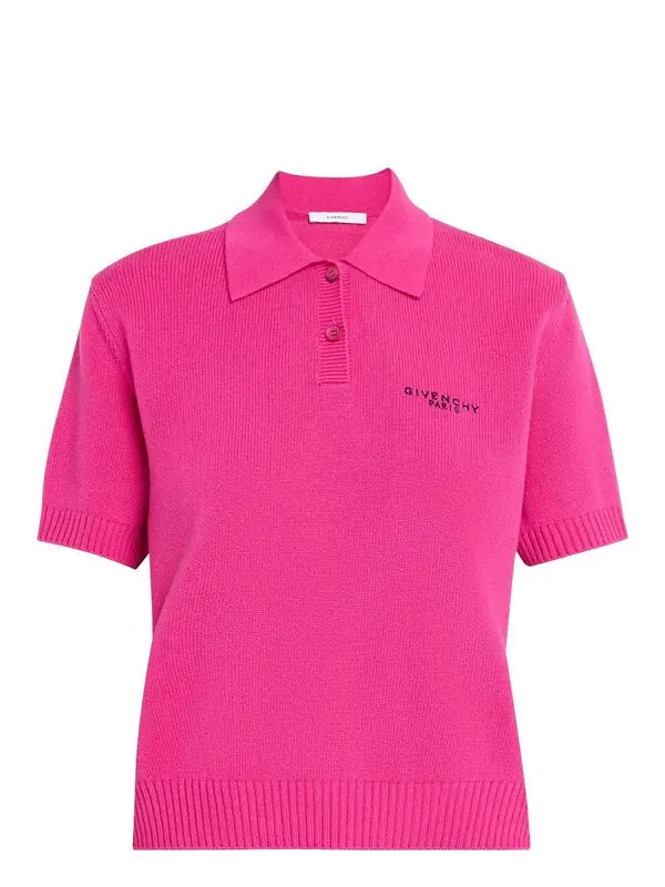Givenchy Short-sleeve Cashmere-wool Polo Shirt - Fuchsia