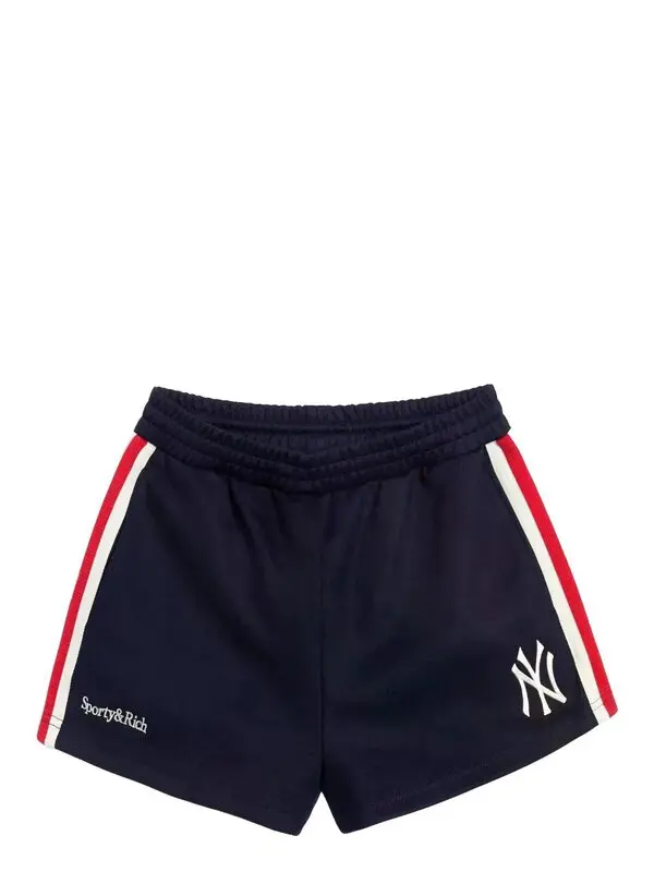SPORTY & RICH Striped Logo Shorts - Blue