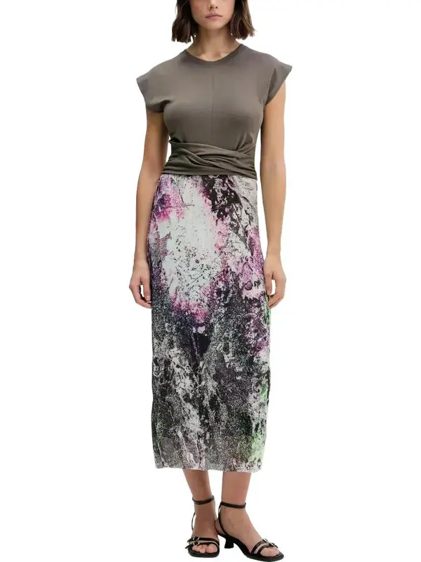 Desigual Floral Print Midi Dress - Grey