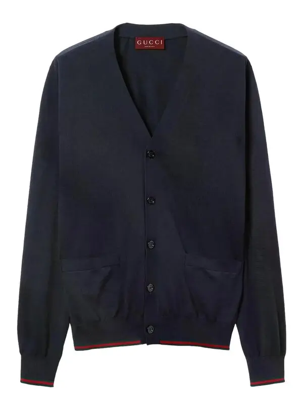Gucci V-neck Long-sleeved Cardigan - Blue