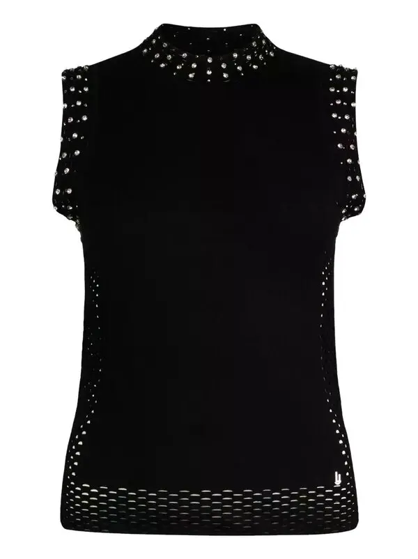 Liu Jo Bejeweled Perforated Gilet - Black
