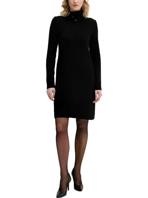 BENETTON Turtleneck Midi Dress - Black