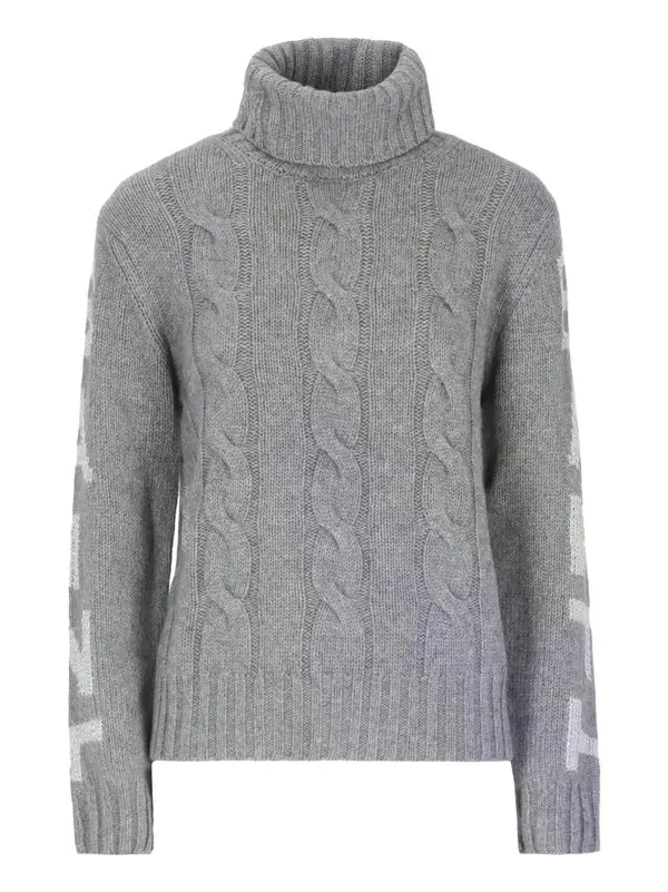 MC2 SAINT BARTH Cable-knit Sweater With Intarsia Sleeves - Grey