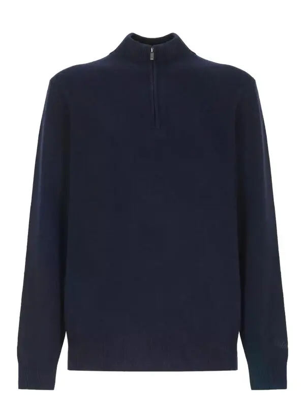 MC2 SAINT BARTH Zip-neck Lambswool Sweater - Blue