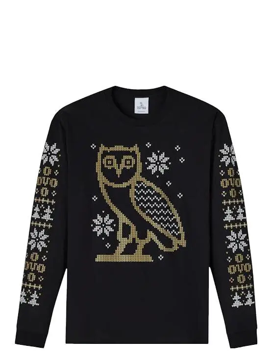 OVO Snowflake Owl Long Sleeve T-shirt - Black