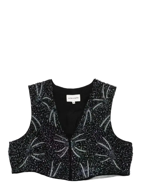 Antik Batik Embellished Top - Black