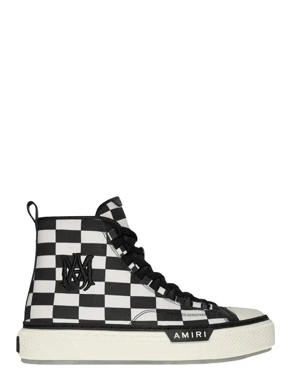 Amiri Court High Checkerboard Sneakers - White/black