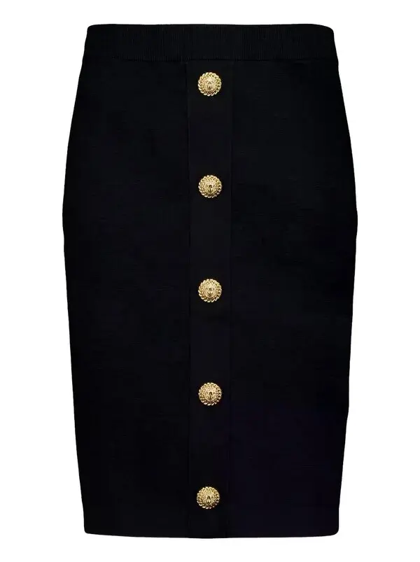 Balmain Midi Skirt With Button Detailing - Black