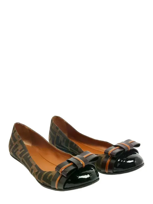 Fendi Logo Bow Ballet Flats - Brown