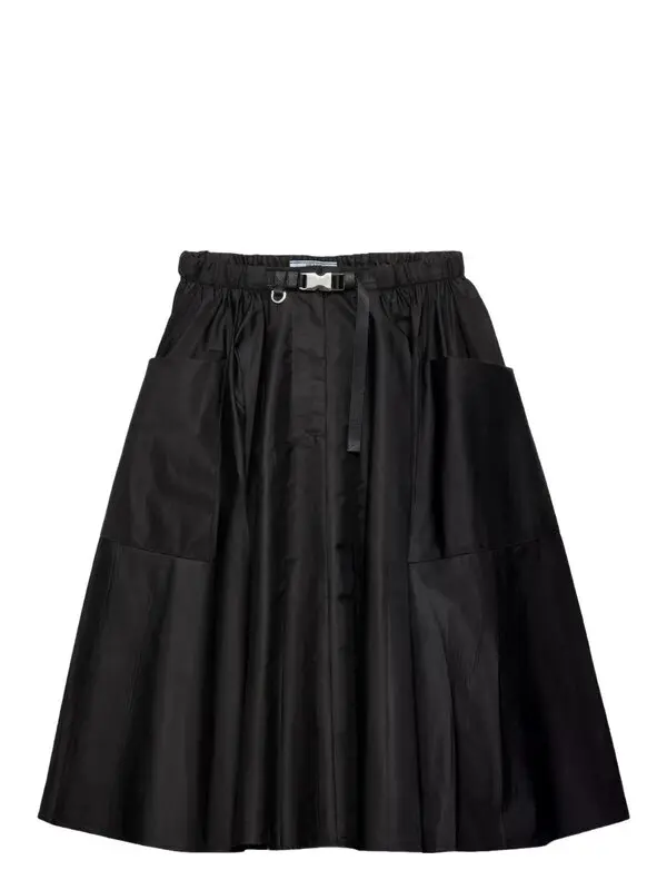 Prada Re-nylon Pleated Midi Skirt - Black