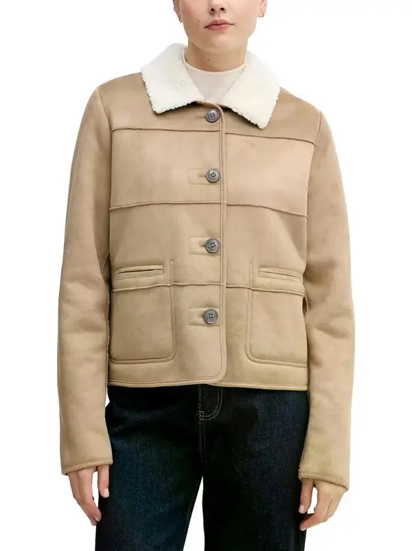 BENETTON Collared Buttoned Jacket - Neutrals