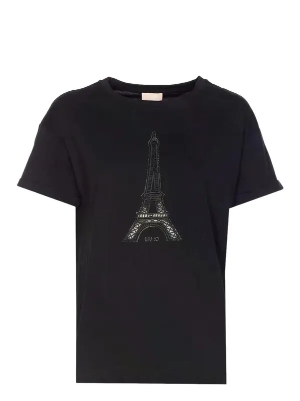Liu Jo Embroidered Strass T-shirt - Black