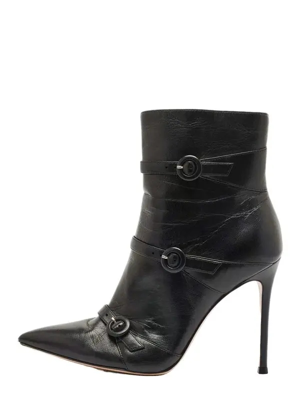 GIANVITO ROSSI Pointed-toe Leather Ankle Boots - Black