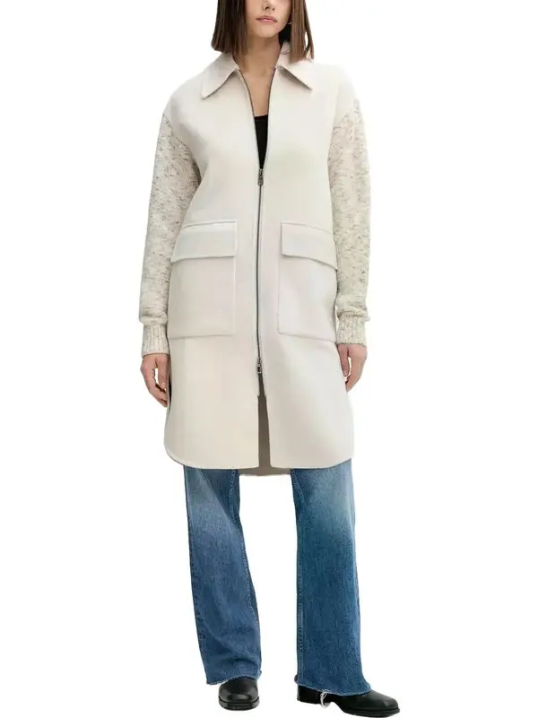 Desigual Knit Sleeve Pocket Coat - Neutrals