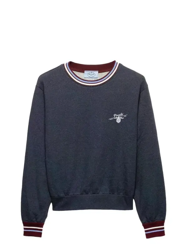 Prada Logo-embroidered Cotton Sweatshirt - Blue