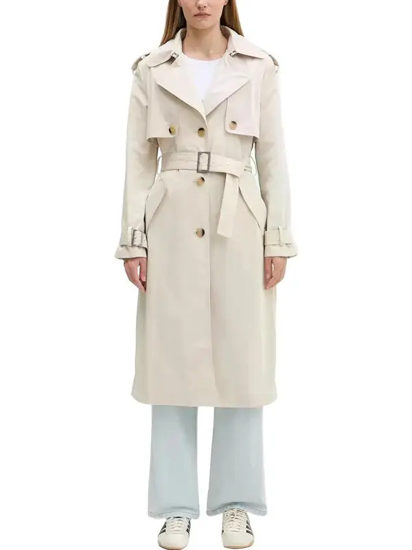 Desigual Trench Coat With Pleated Back - Neutrals