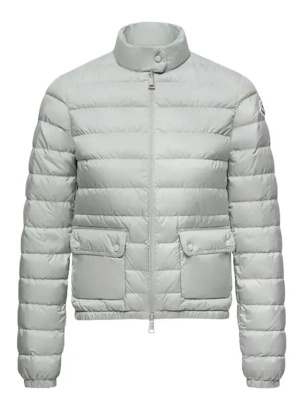 Moncler Quilted Jacket With Logo Patch - Grey