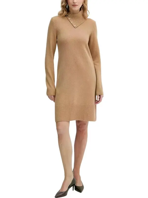 BENETTON Funnel-neck Midi Dress - Neutrals