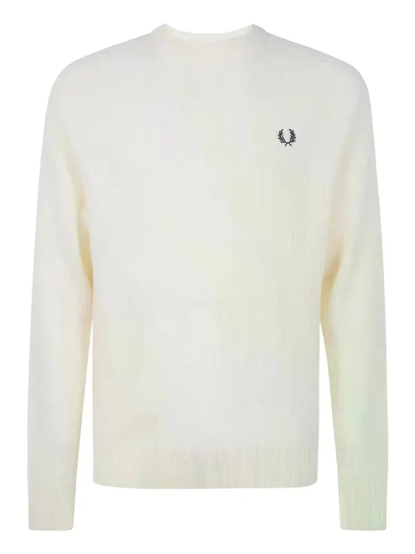 Fred Perry Logo-embroidered Crew-neck Sweater - Neutrals