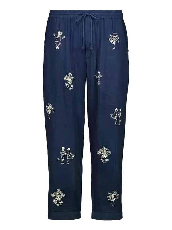 BAZISZT Embroidered Trousers - Blue
