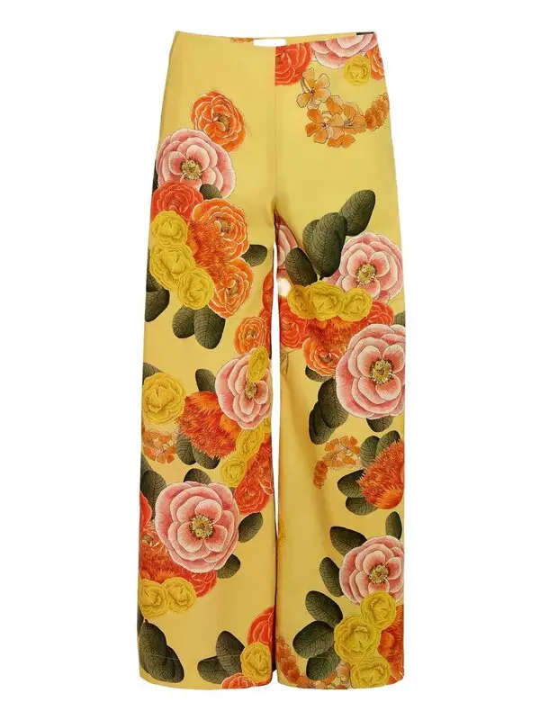 Giambattista Valli Floral Wide Leg Trousers - Yellow