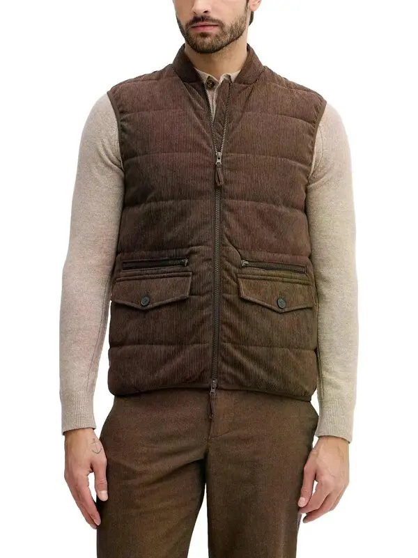 BENETTON Corduroy Zip-up Jacket - Brown