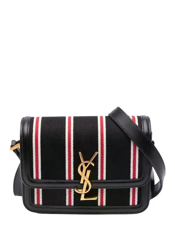 Saint Laurent Striped Solferino Satchel - Black