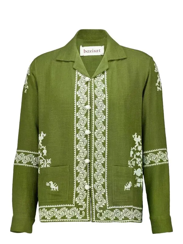BAZISZT Embroidered Long-sleeve Shirt - Green