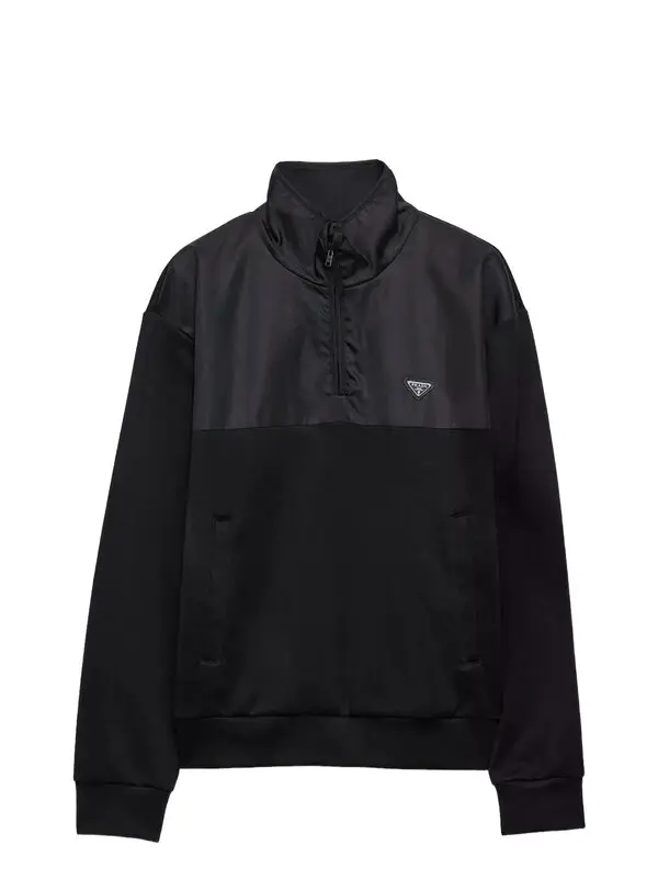 Prada Half-zip Sweatshirt With Logo Plaque - Black