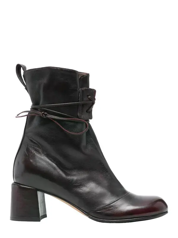 LORENA PAGGI Leather Ankle Boots - Red