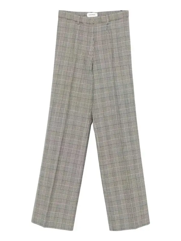 A.M.G. Checked Pleated Trousers - Grey