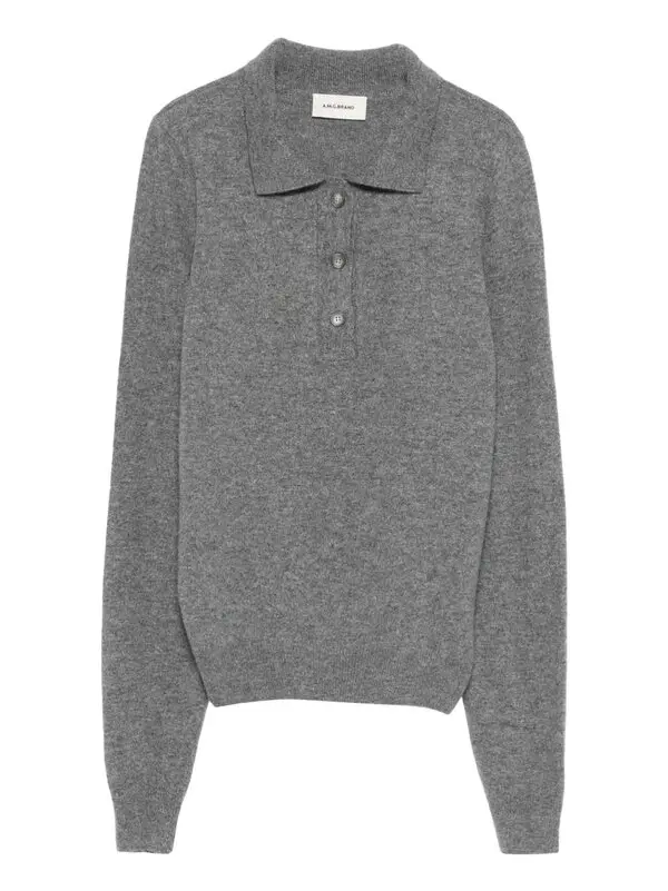 A.M.G. Wool Polo Top - Grey