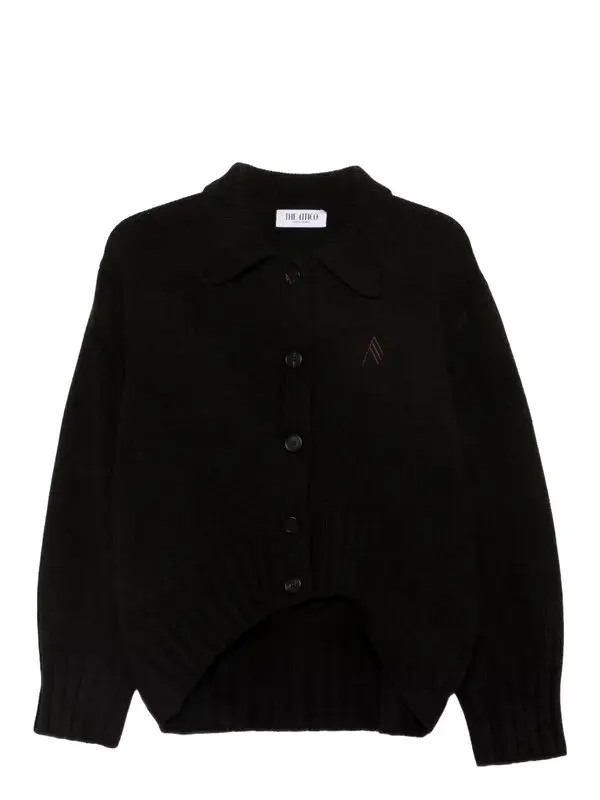 Attico Collared Embroidered Cardigan - Black