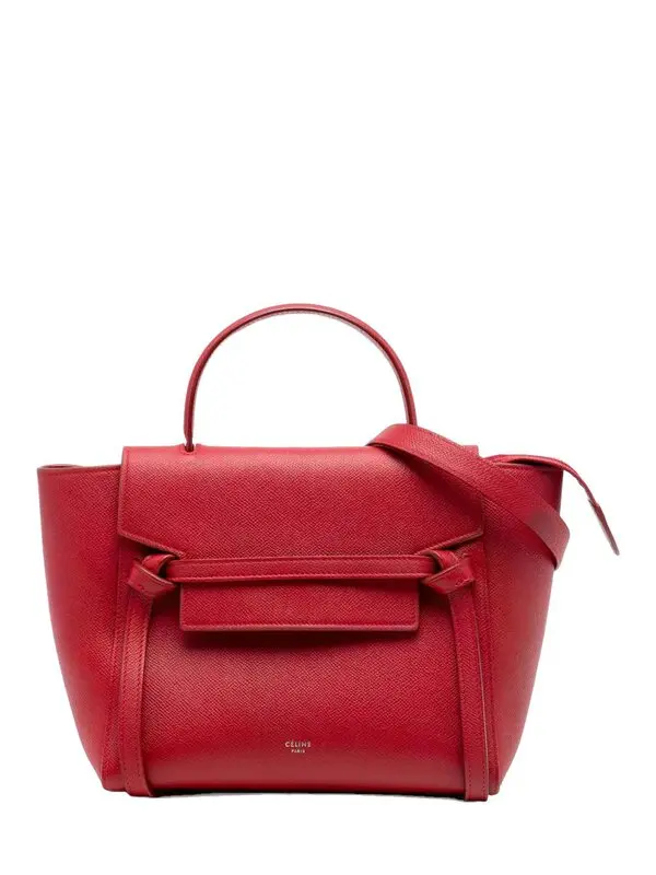 Celine 2017 Micro Grained Calfskin Belt Bag Satchel - Red