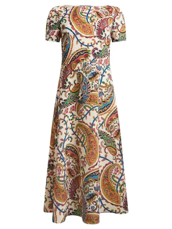 Etro Paisley-print Midi Dress - Neutrals