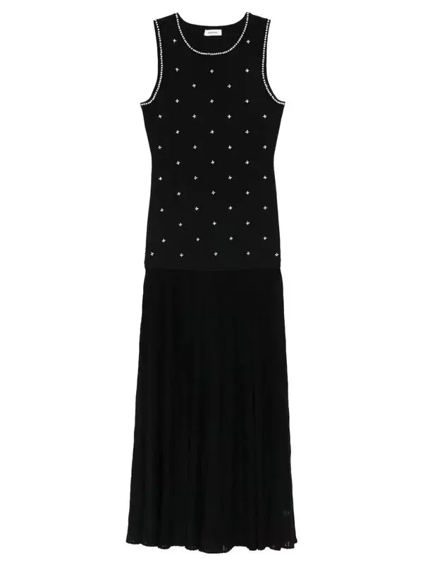 Sandro Floral-embellishment Knitted Maxi Dress - Black