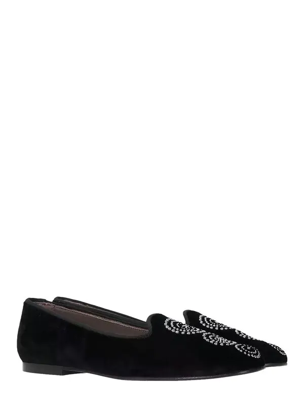 CastaÑer Stud-embellished Velvet Loafers - Black