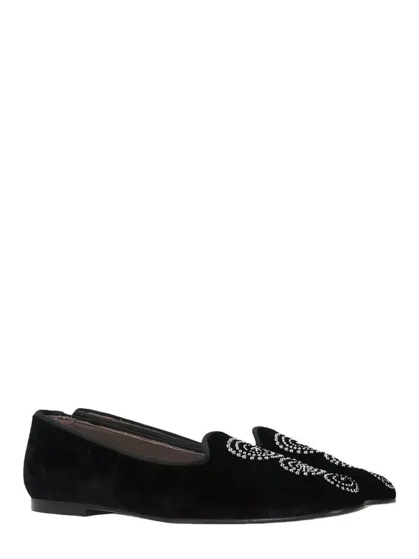 CastaÑer Stud-embellished Velvet Loafers - Black