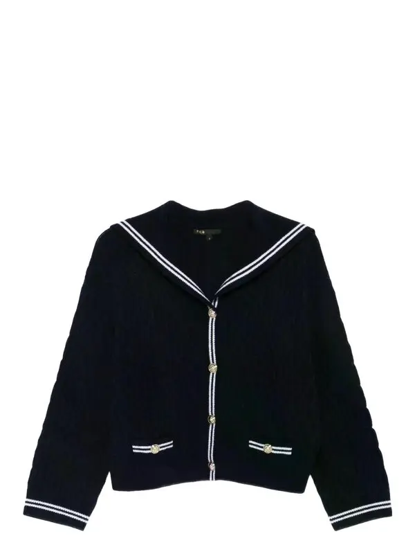 Maje Cable-knit Sailor-collar Cardigan - Blue