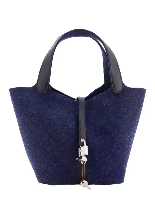 Hermès Picotin Lock Mm Bucket Bag Felt With Leather - Black