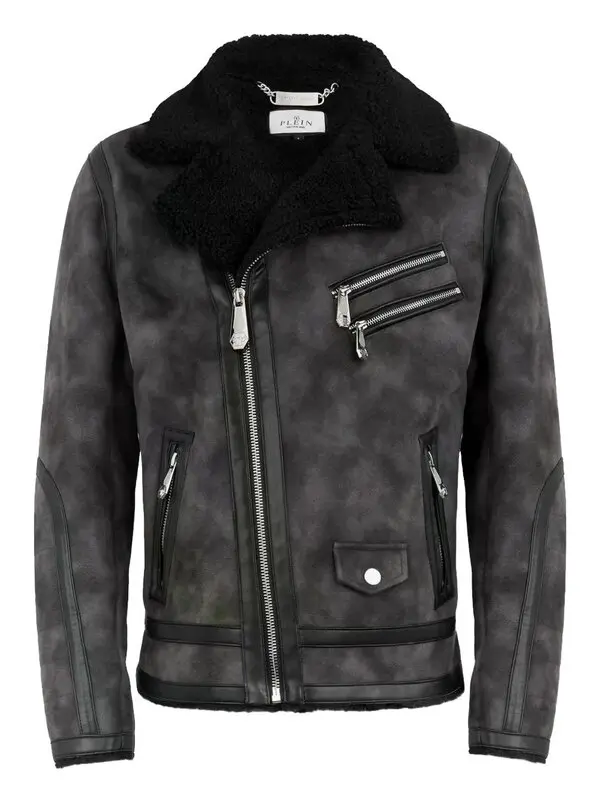 Philipp Plein Zip-up Biker Jacket - Black