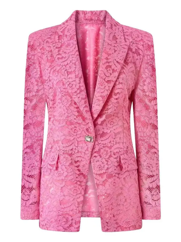 Pinko Lace Single-breasted Jacket - Pink