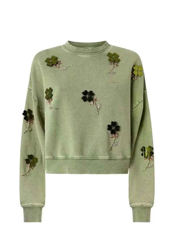 Pinko Clover-embellished Sweatshirt - Green